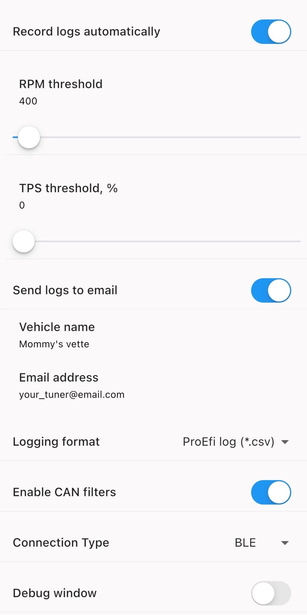 Bluetooth Logger – ProEFI